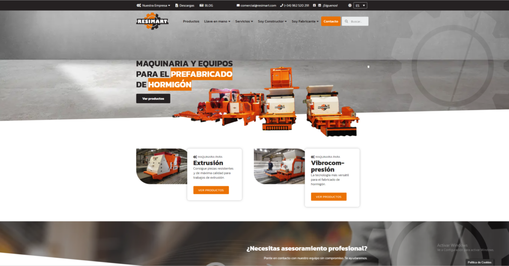 página corporativa industrial - ELECOM - GSOFT